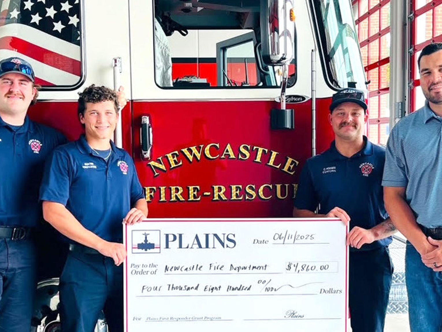 Plains granted the Newcastle Fire Department $4